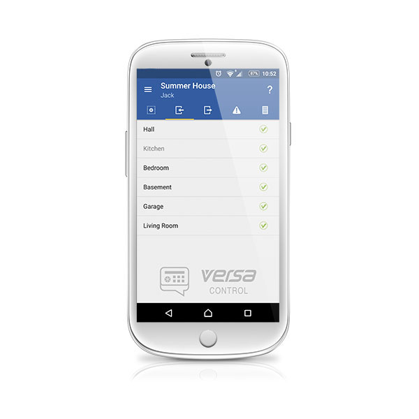 VERSA CONTROL Mobile app for remote control of VERSA alarm system
